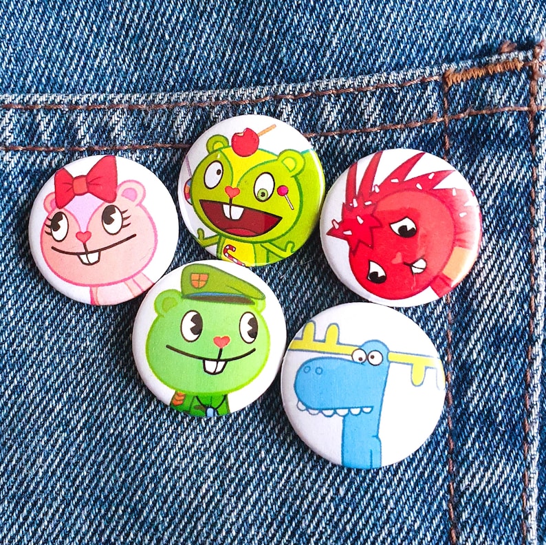 HAPPY TREE FRIENDS Badge Button Set of 5 25mm 1" Pins Pinback Lumpy ...