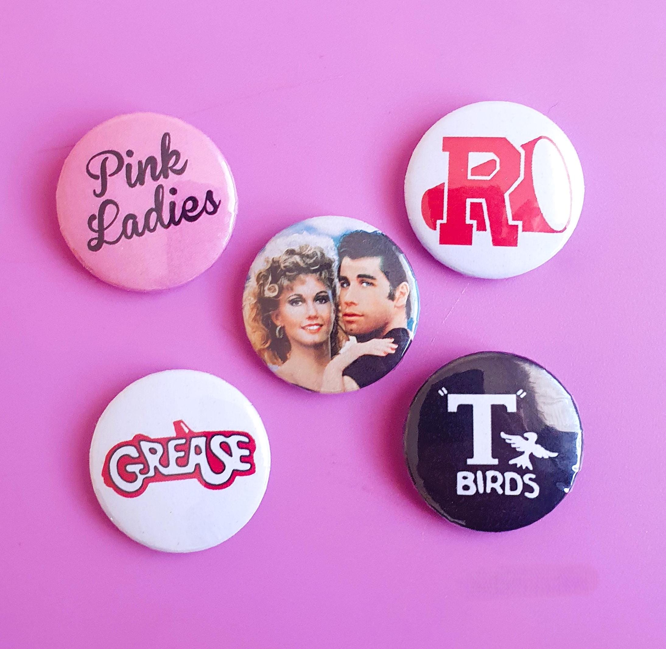 GREASE Badge Button Set of 5 25mm 1" Pins Pinback 1970s Movie Vintage ...