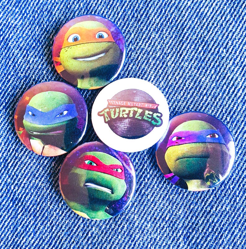 TEENAGE MUTANT Ninja Turtles Badge Button Set 25mm 1" Pins Pinback 80s ...