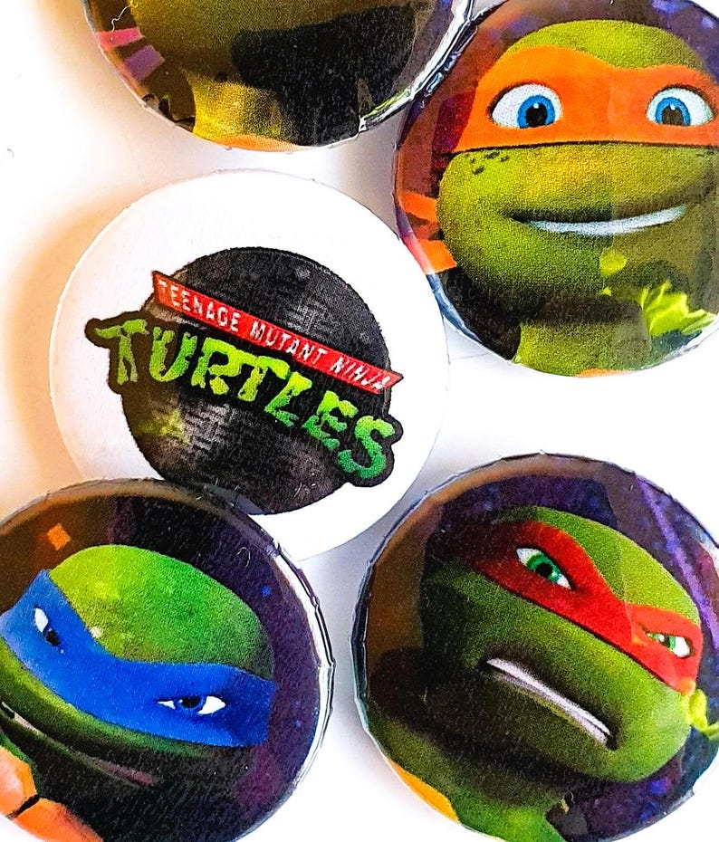 TEENAGE MUTANT Ninja Turtles Badge Button Set 25mm 1" Pins Pinback 80s ...