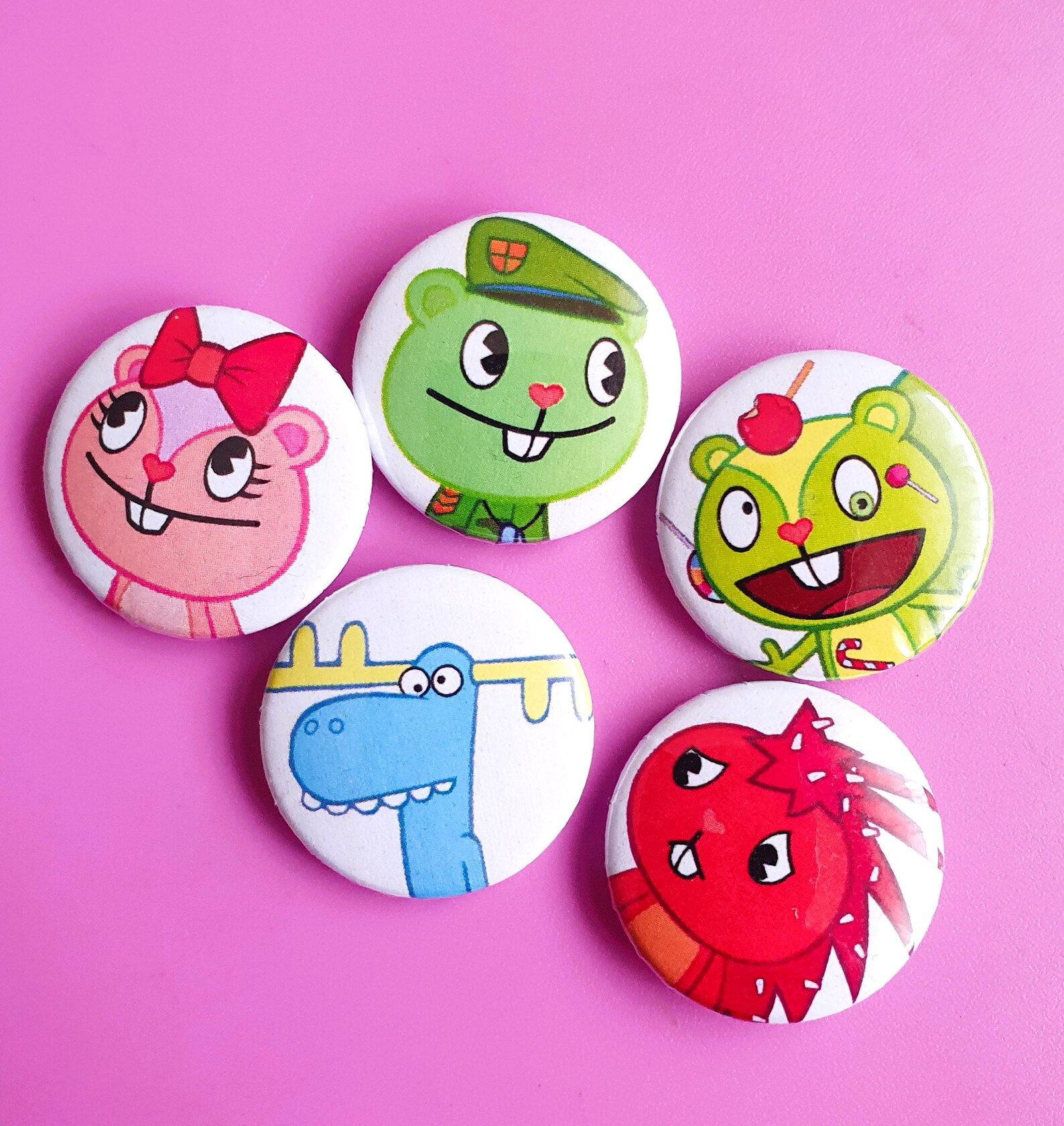 HAPPY TREE FRIENDS Badge Button Set of 5 25mm 1" Pins Pinback Lumpy ...
