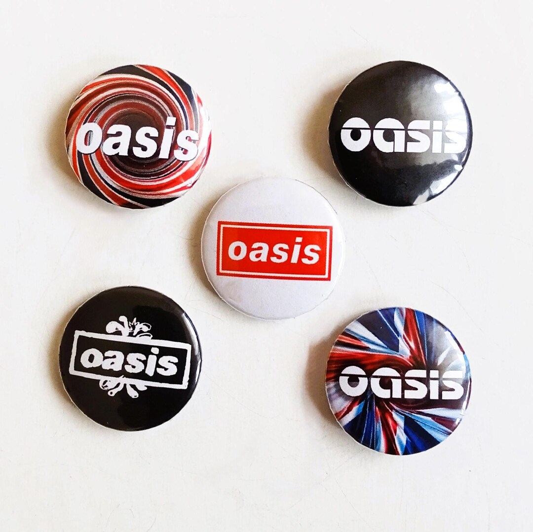 OASIS Badge Button Set of 5 25mm 1 Pins Pinback Britpop Wonderwall 90s ...