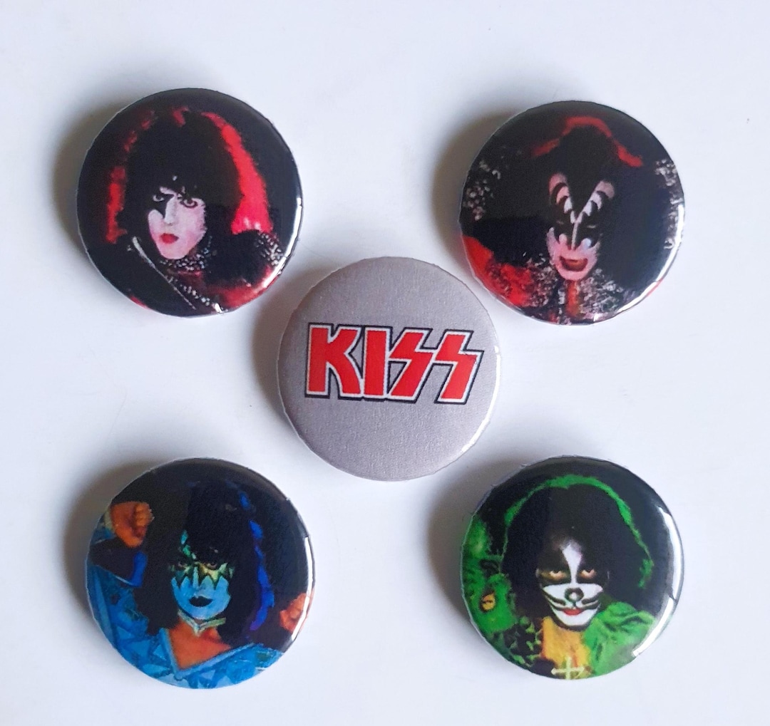 KISS DYNASTY Badge Button Set 25mm 1" Pins Pinback 1979 Gene Simmons ...