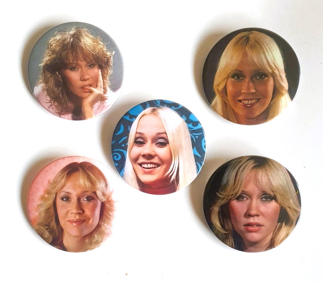 AGNETHA FALTSKOG Anna ABBA Badge Button Set of 5 57mm 2 1/4" Pins ...