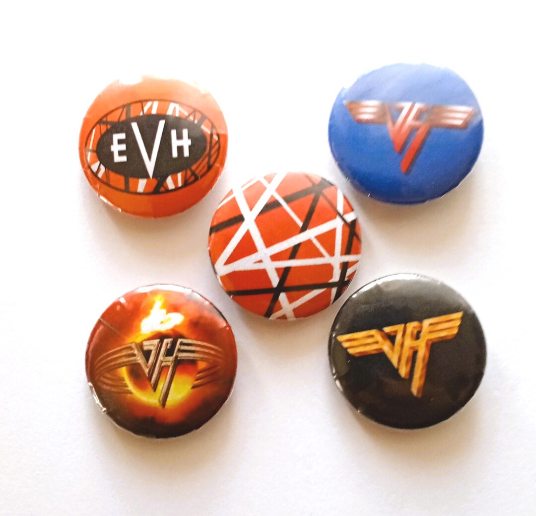 VAN HALEN Badge Button Set 25mm 1" Pins Pinback 80s Eddie Glam Rock ...