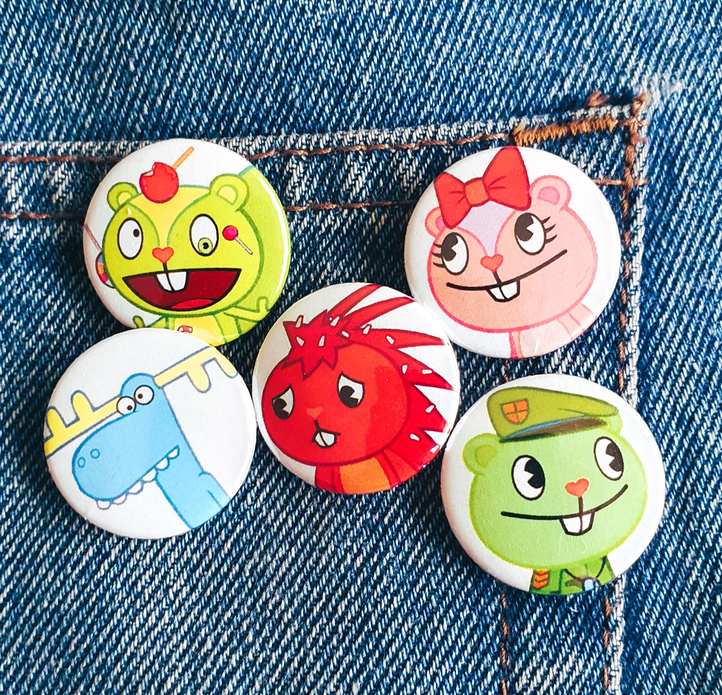 HAPPY TREE FRIENDS Badge Button Set of 5 25mm 1" Pins Pinback Lumpy ...