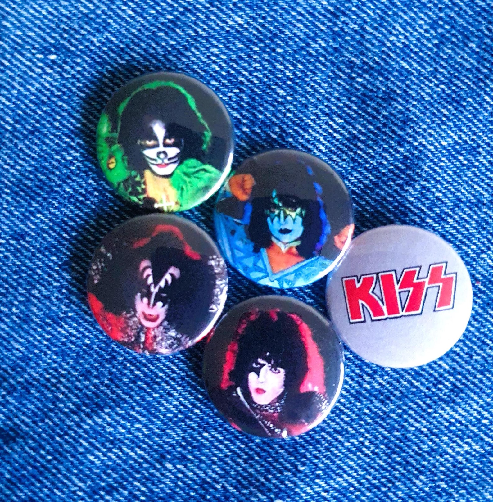KISS DYNASTY Badge Button Set 25mm 1" Pins Pinback 1979 Gene Simmons ...