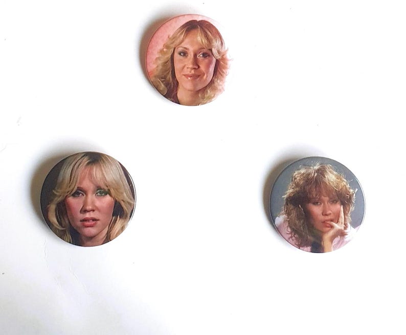 AGNETHA FALTSKOG Anna ABBA Badge Button Set of 5 57mm 2 1/4" Pins ...