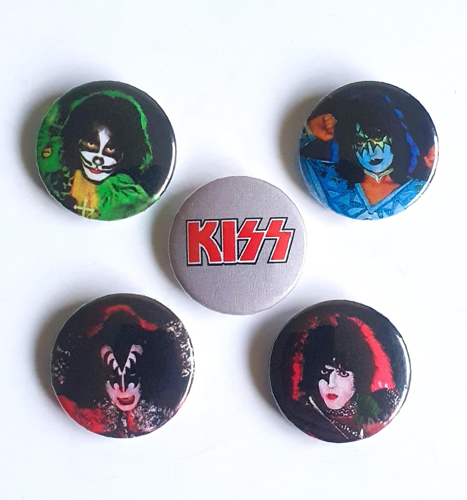 KISS DYNASTY Badge Button Set 25mm 1" Pins Pinback 1979 Gene Simmons ...