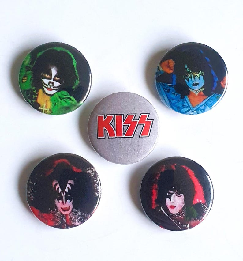 KISS DYNASTY Badge Button Set 25mm 1" Pins Pinback 1979 Gene Simmons ...