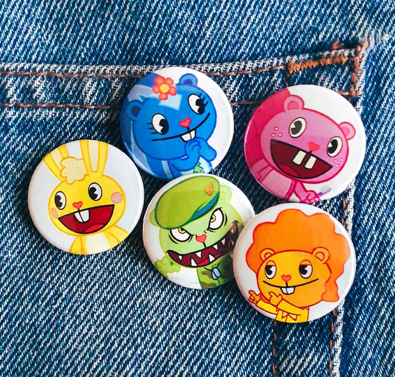 HAPPY TREE FRIENDS Badge Button Set of 5 25mm 1" Pins Pinback Cuddles ...
