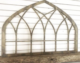 Half Arched Window Frame, Farmhouse Frame, Faux Arch Window, Stained ...