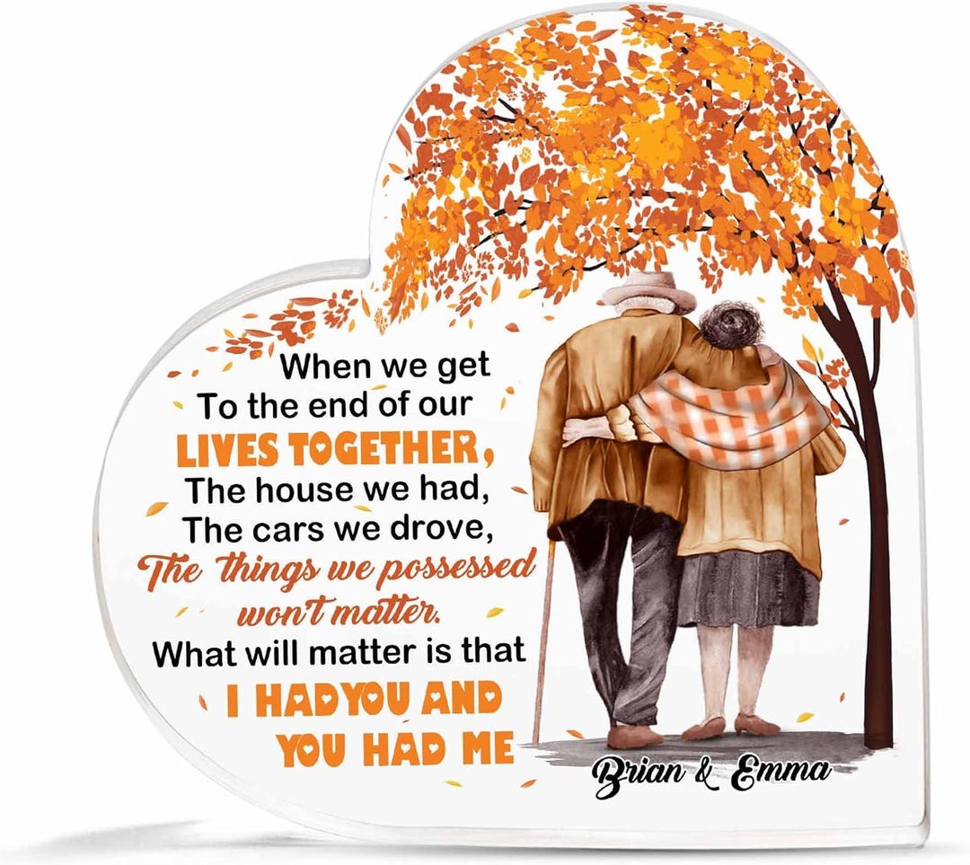 Personalized Acrylic for Old Couple, Custom Heart-shaped Plaque ...