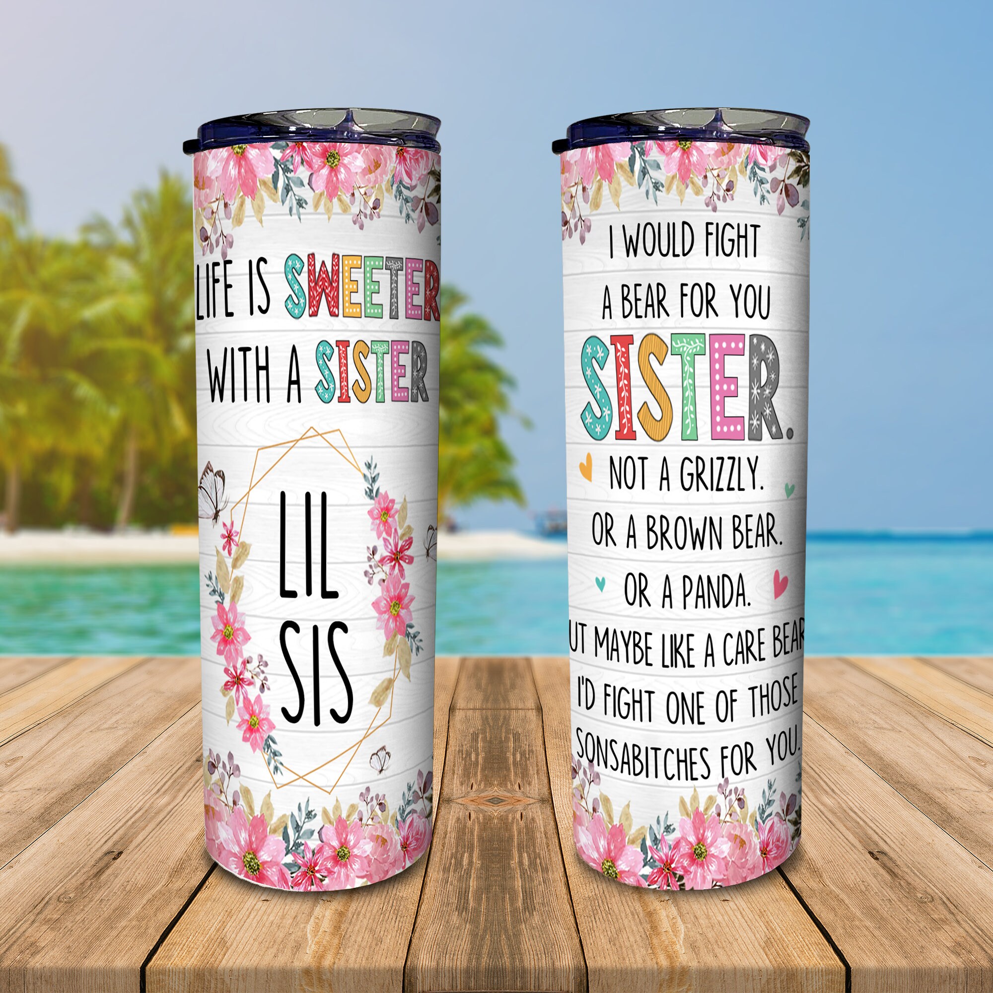 20oz Sister Tumbler, Skinny Tumbler, Sister Gift, Gift for Sister From Sister, Funny Gift for ...