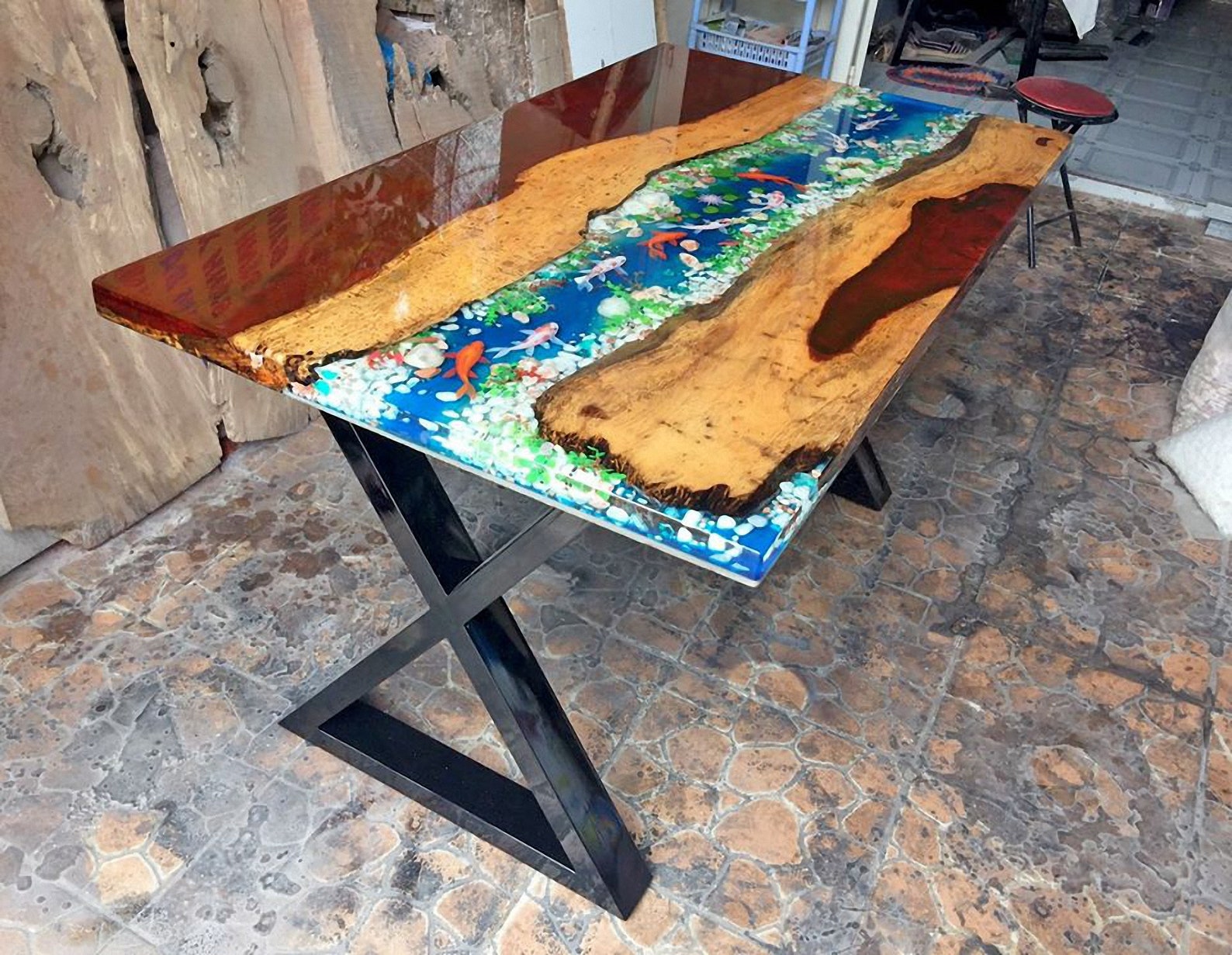 Custom Koi Fish Stream Epoxy Table Top Resin Best Resin For | Etsy