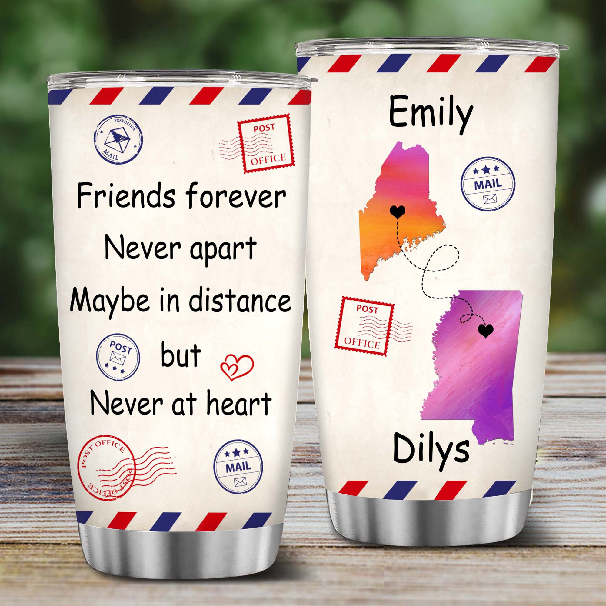 Long Distance Friendship Tumbler, Custom State Tumbler, Friends Forever ...