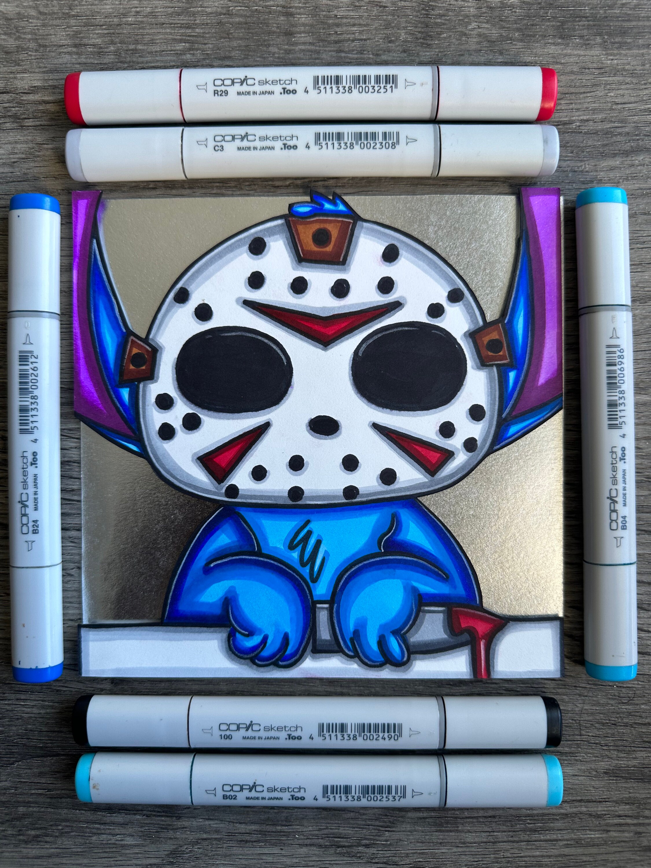 Stitch Voorhees 6x6 Drawing - Etsy