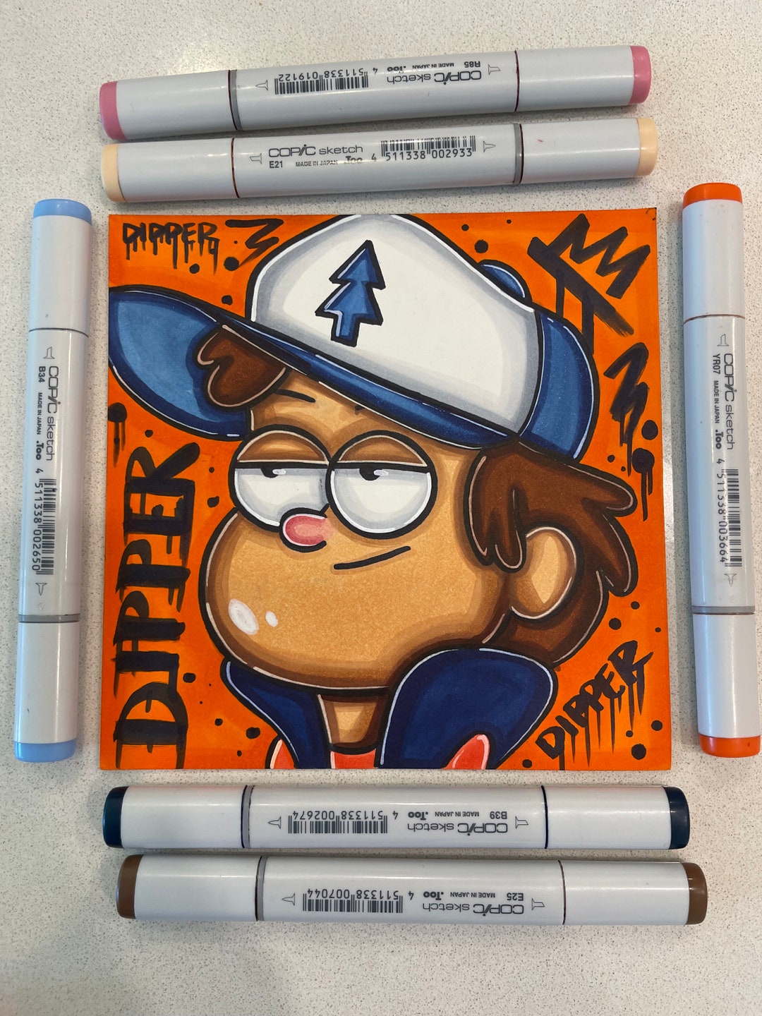 Dipper Gravity Falls 6x6 Drawing - Etsy