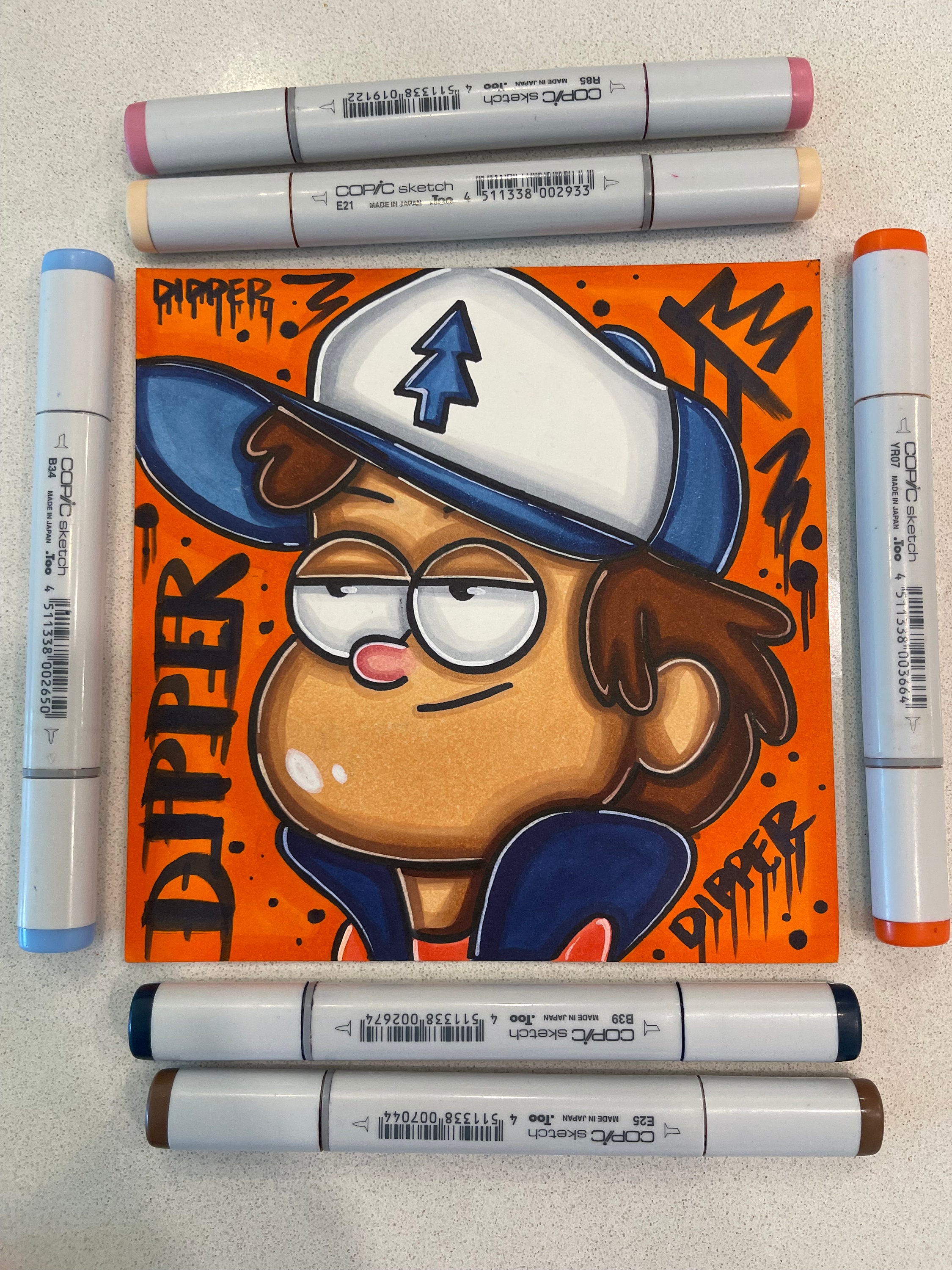 Dipper Gravity Falls 6x6 Drawing - Etsy