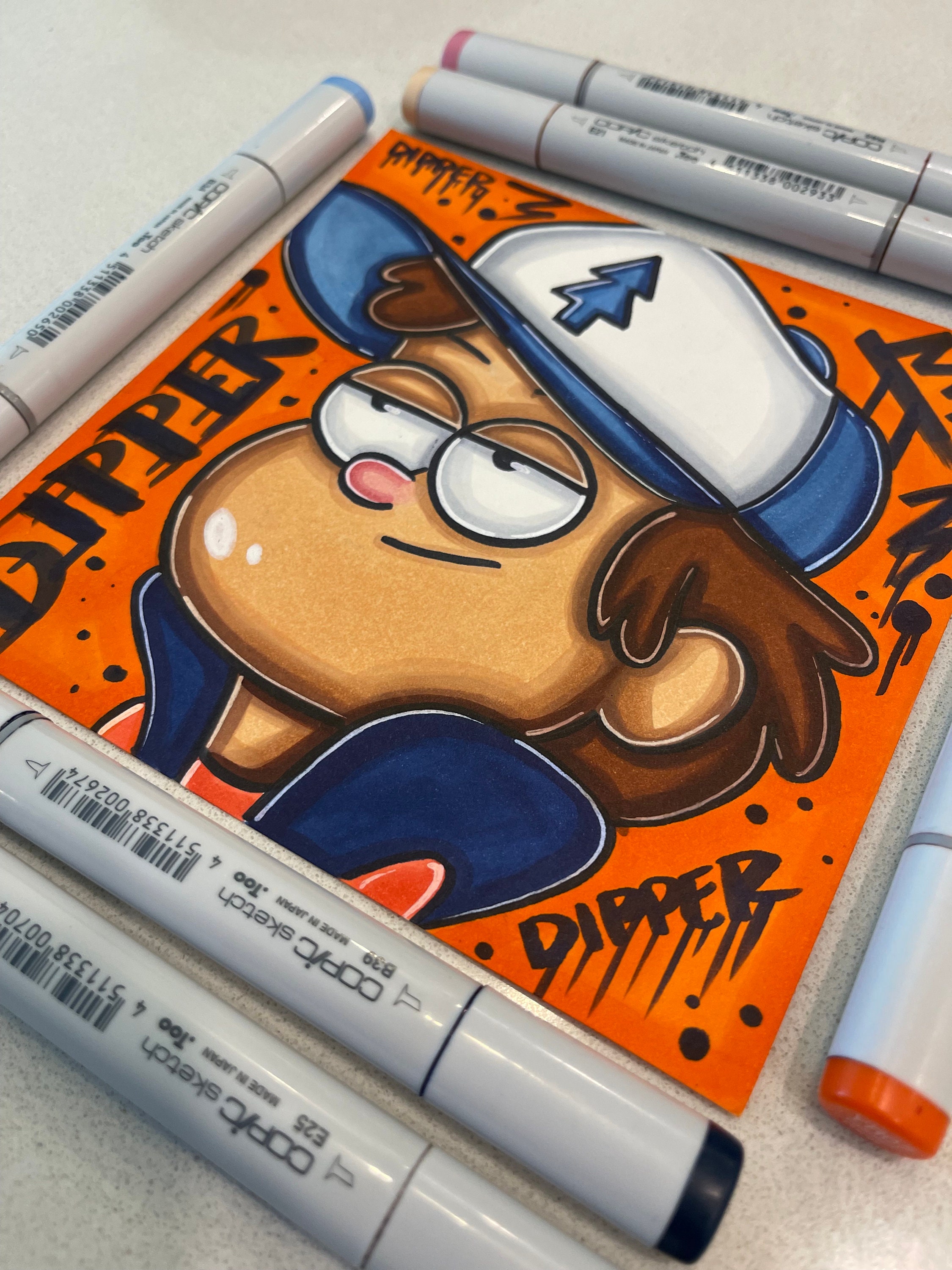 Dipper Gravity Falls 6x6 Drawing - Etsy