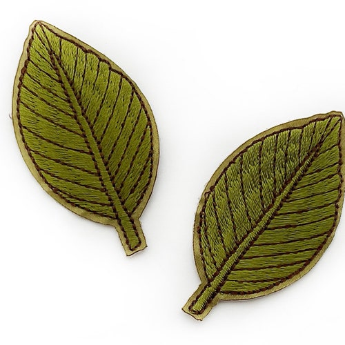 2 Green Leaf Patches Leaves Applique Embroidery DIY Plant | Etsy