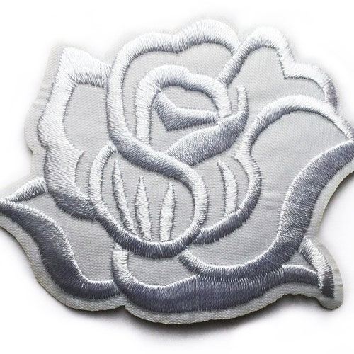White Rose Patch Embroidered Floral Flower Badge Iron Sew on - Etsy