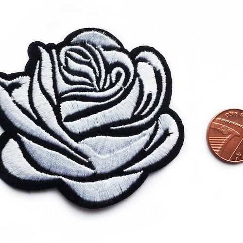 White Rose Badge Iron on Patches Jacket Patch Floral Patches - Etsy
