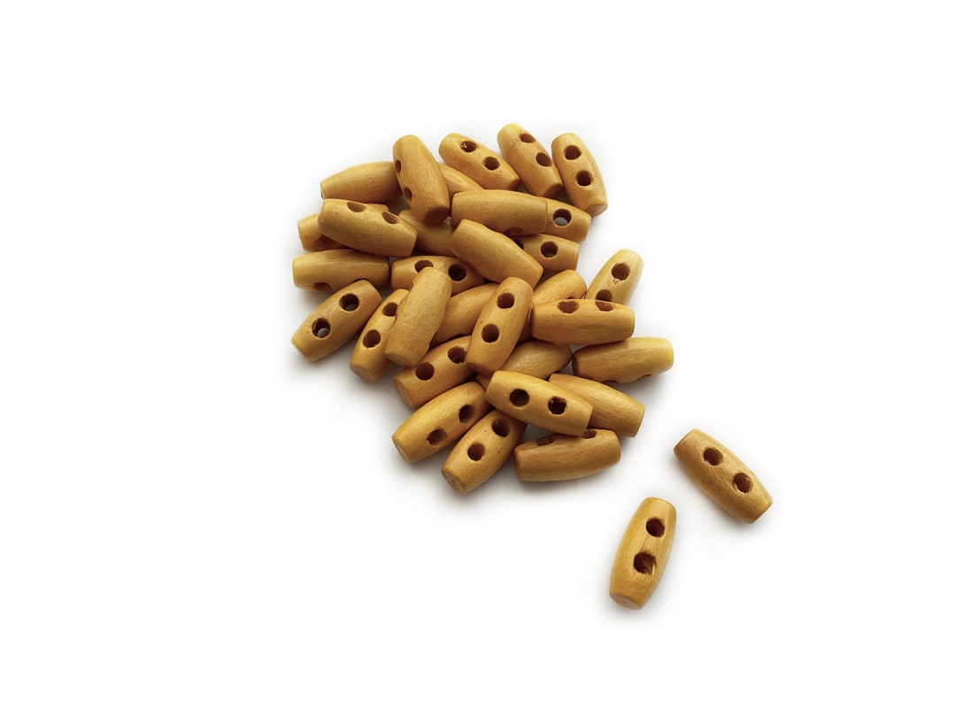 10+ Small Toggle Wood Buttons 15mm Length 5/8 Inch - Light Mid Brown ...