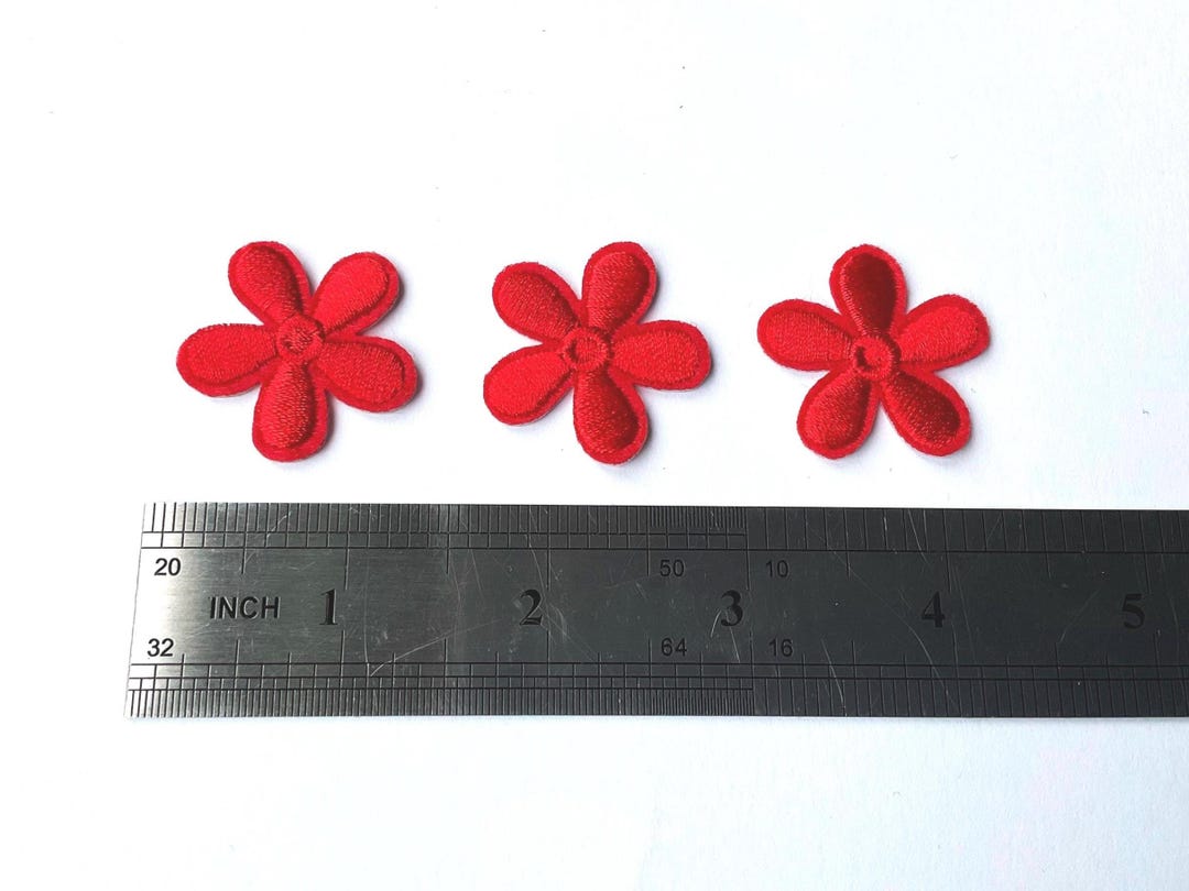 Simple Small Red Flower Iron on Patch - Embroidered Little Flowers for ...