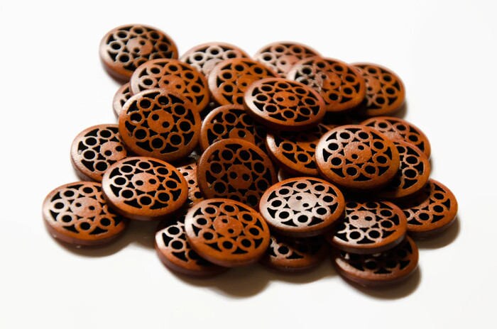 6/12/24 Wooden Buttons 20mm Buttons Circles Intricate | Etsy