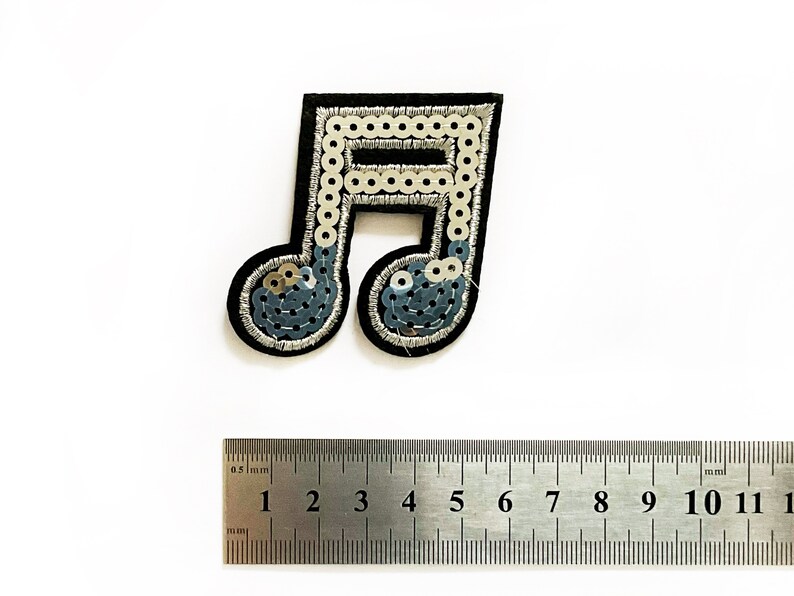 3 X Silver Music Note Patches Sequin Iron on Music Patch - Etsy