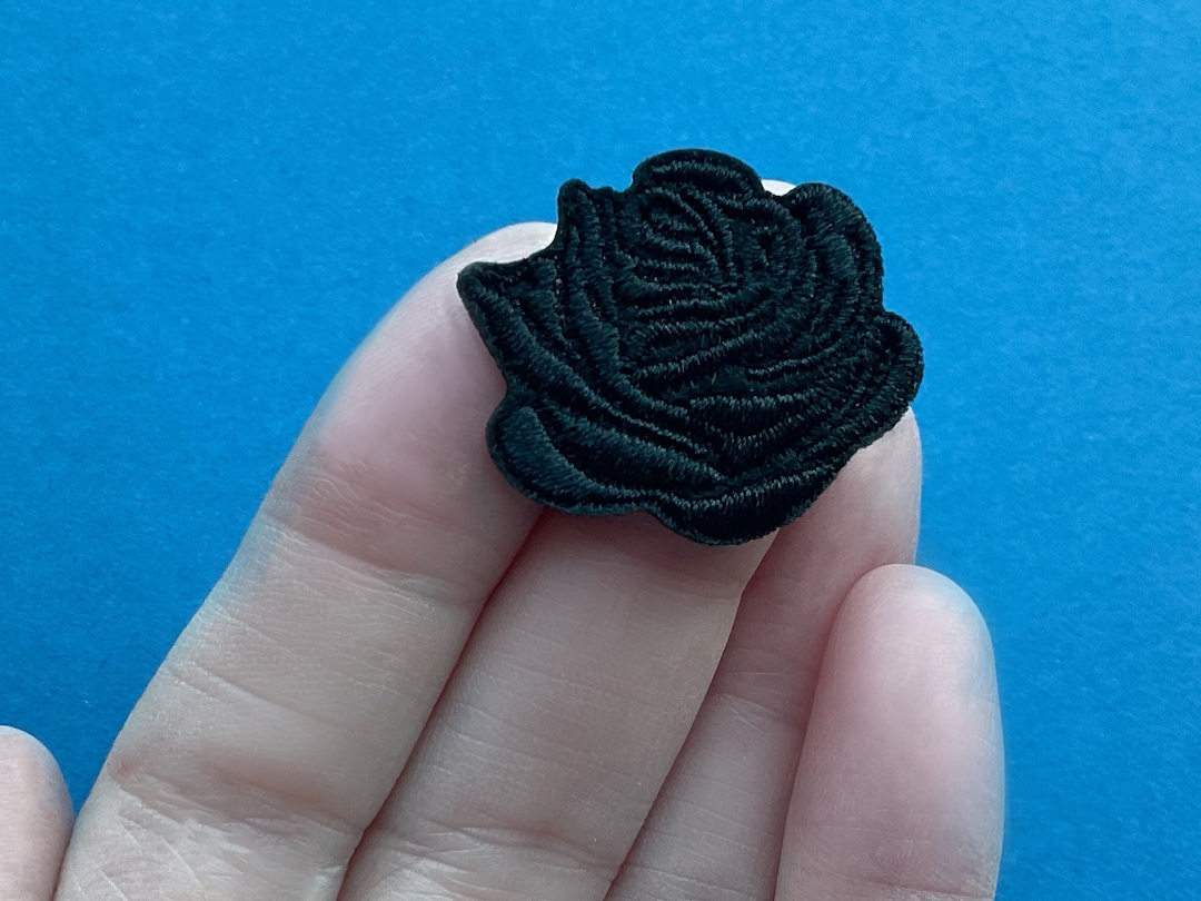 Small Black Rose Patch Small Flower Applique Embroidery Rose DIY Crafts ...