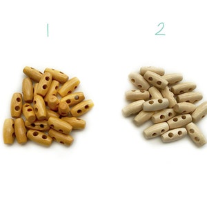 10 5/8 Toggle Buttons 15mm Pale Light Natural Colour Wood Mini Toggles ...