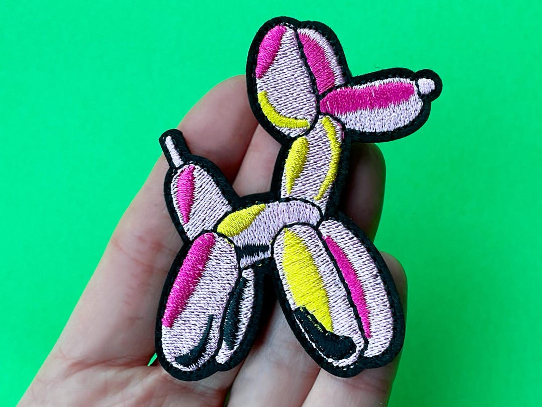 Pink Balloon Dog Patch Iron on - Cute Pink Badge - Kids Party Patches - Embroidery Pink Patches ...