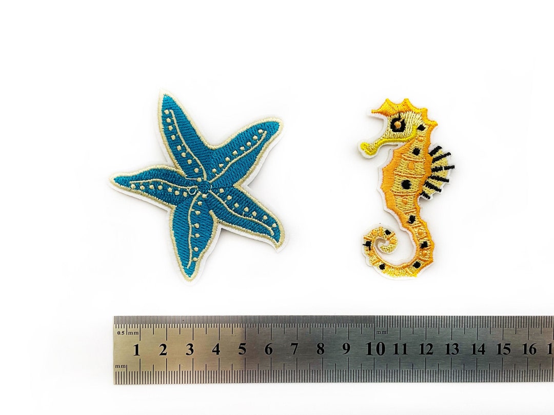 Seahorse Patch Iron on - Ocean Patches DIY Embroidered Badge for Denim ...
