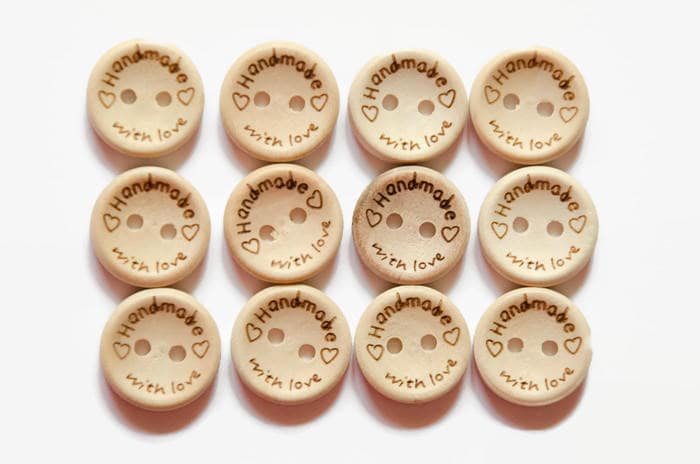 Made With Love Buttons 15mm or 20mm - Wooden Buttons Embellishments ...