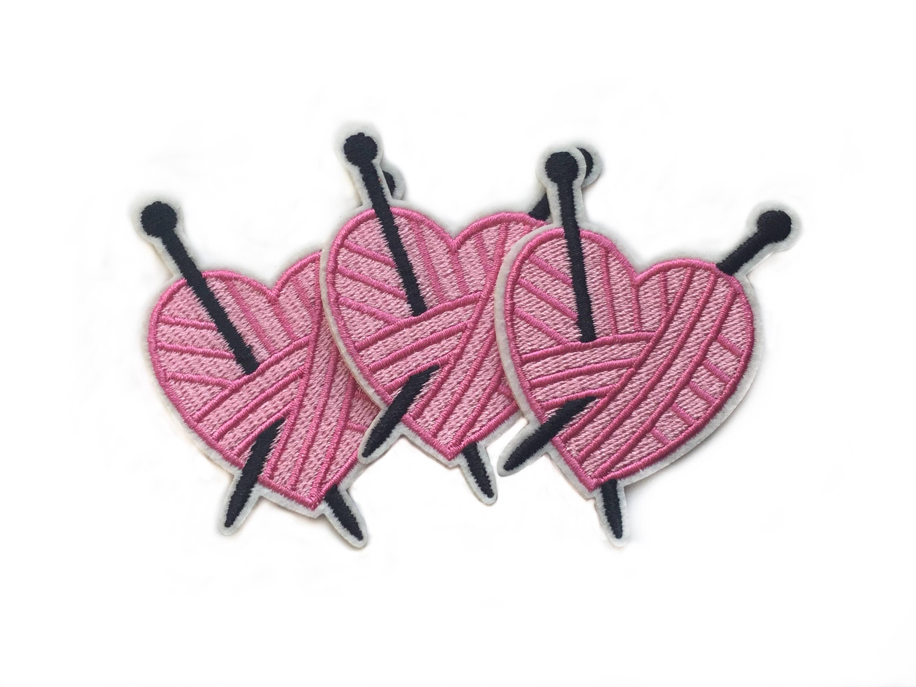 Notions Sewing Sew On Patch Embroidery Patch Pink Heart-Shaped Yarn ...