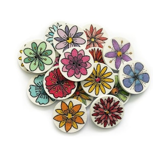 10+ Colorful Flower Button Mix - 3 Sizes of 15mm, 20mm and 25mm ...