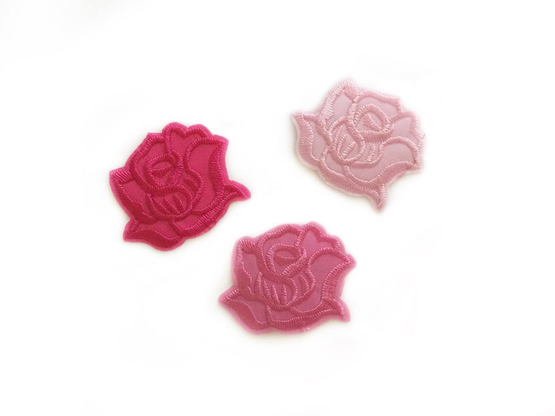 3 Small Pink Rose Patches Set - Little Flower Iron-on for Jacket ...