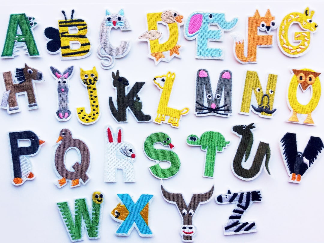 A-Z Letter Patches Iron on Animal Shaped Letters Patch A to Z Alphabet ...