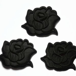 Black Rose Patch in the UK - Goth Patch Black Flower Iron on Jacket ...