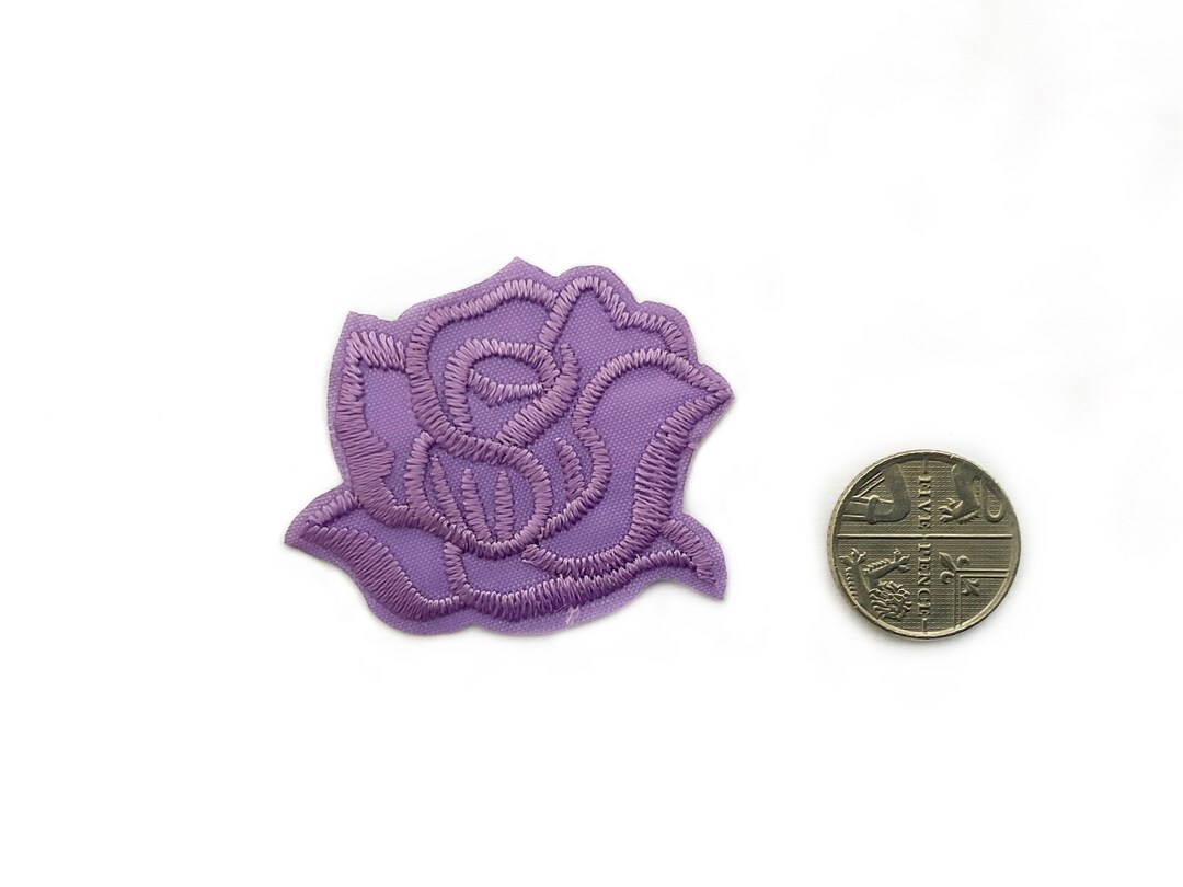 Lilac Rose Patch Iron on - Purple Flower Badge - Thin Patches Flowers ...