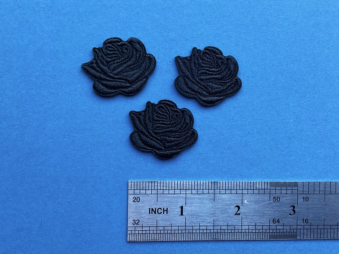 1+ Tiny Black Rose Patch - Small Flower Applique - Embroidery Rose ...