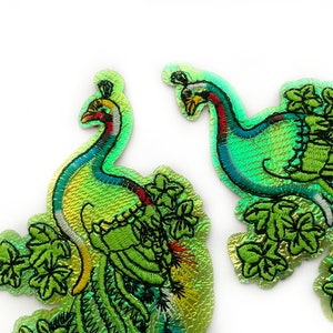 1+ Large Peacock Patch Iron on - Shimmery Holographic Large Green Peacock Patches - Gift for ...
