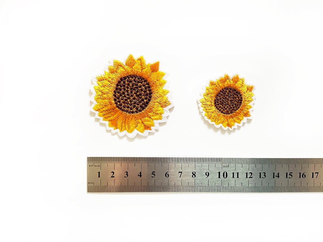 2 Sunflower Set Iron on Patch - Sunflower Patches - Yellow Flower Patch - Small Patches - DIY ...