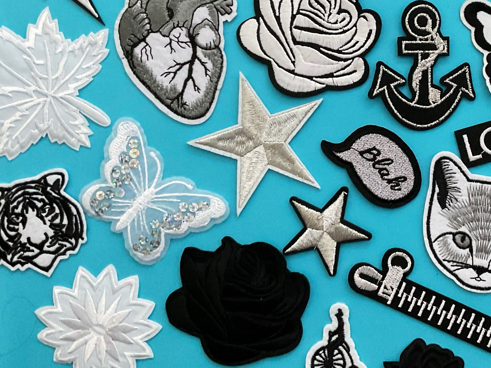 15/25 Black, White, Grey and Silver Badge Bundle Surprise Mix of ...