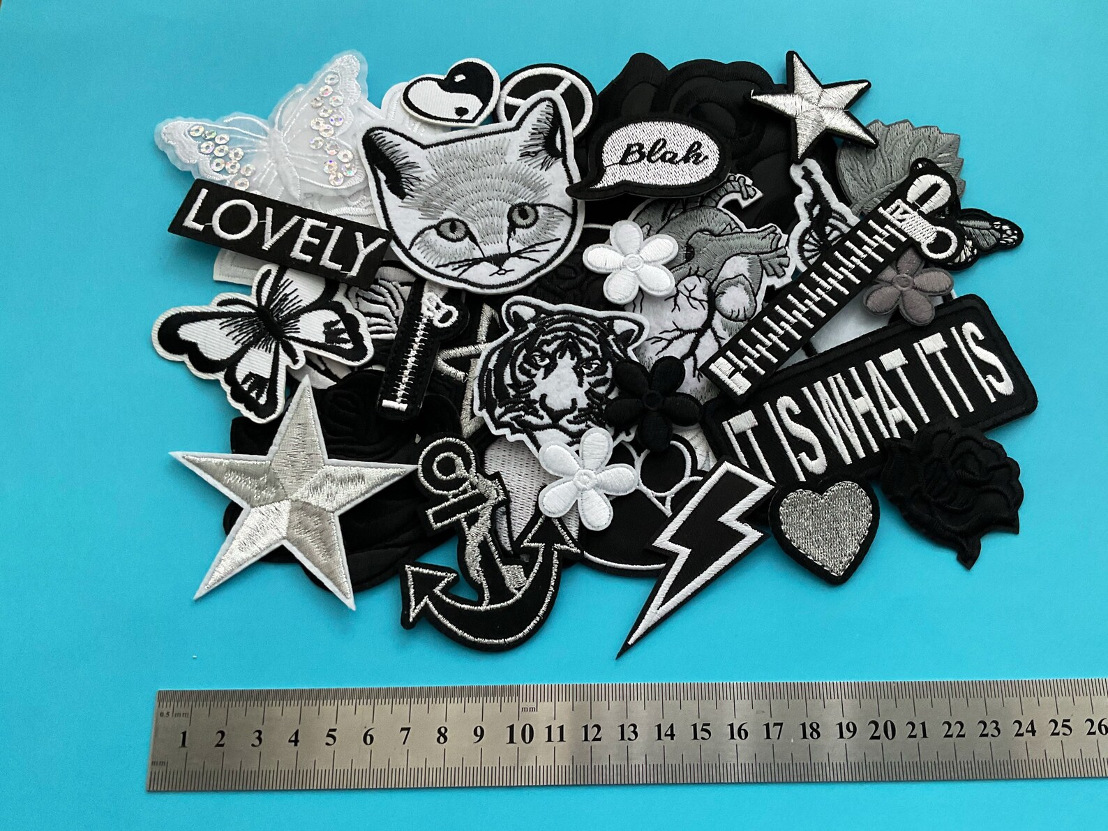 15/25 Black, White, Grey and Silver Badge Bundle Surprise Mix of ...