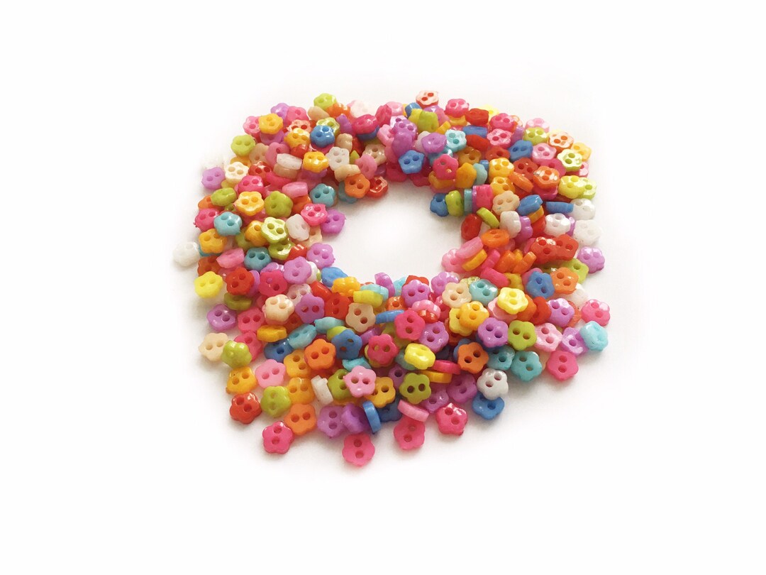 100 Mini Flower Buttons 6mm Little Buttons Flower Small Doll Sewing ...