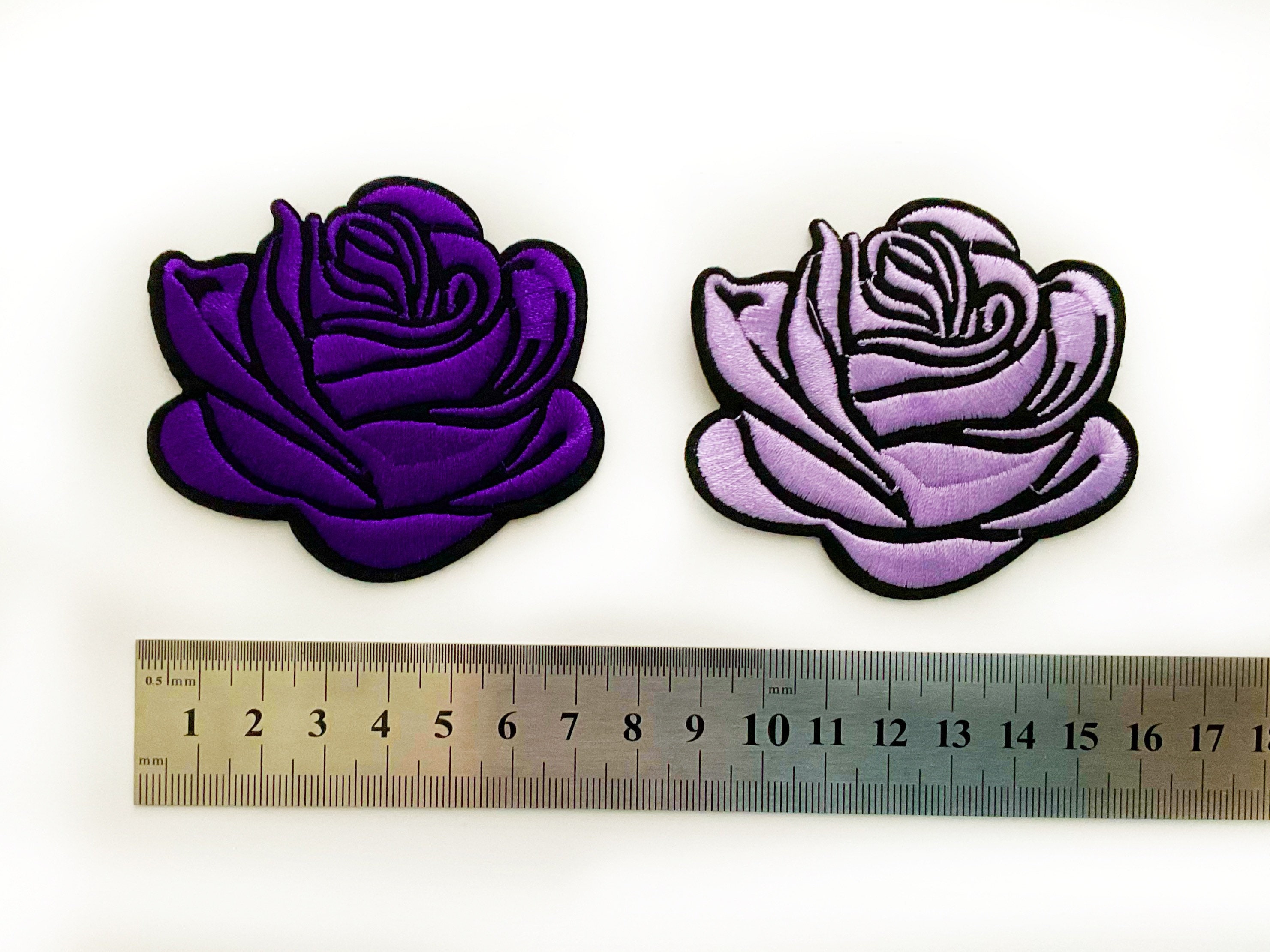 Purple Rose Badge Iron on Patches Jacket Patch Floral Patches - Etsy