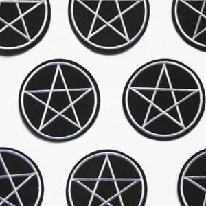 Pentagram Badge - Black and White Patches Pagan Star Patch Iron on ...